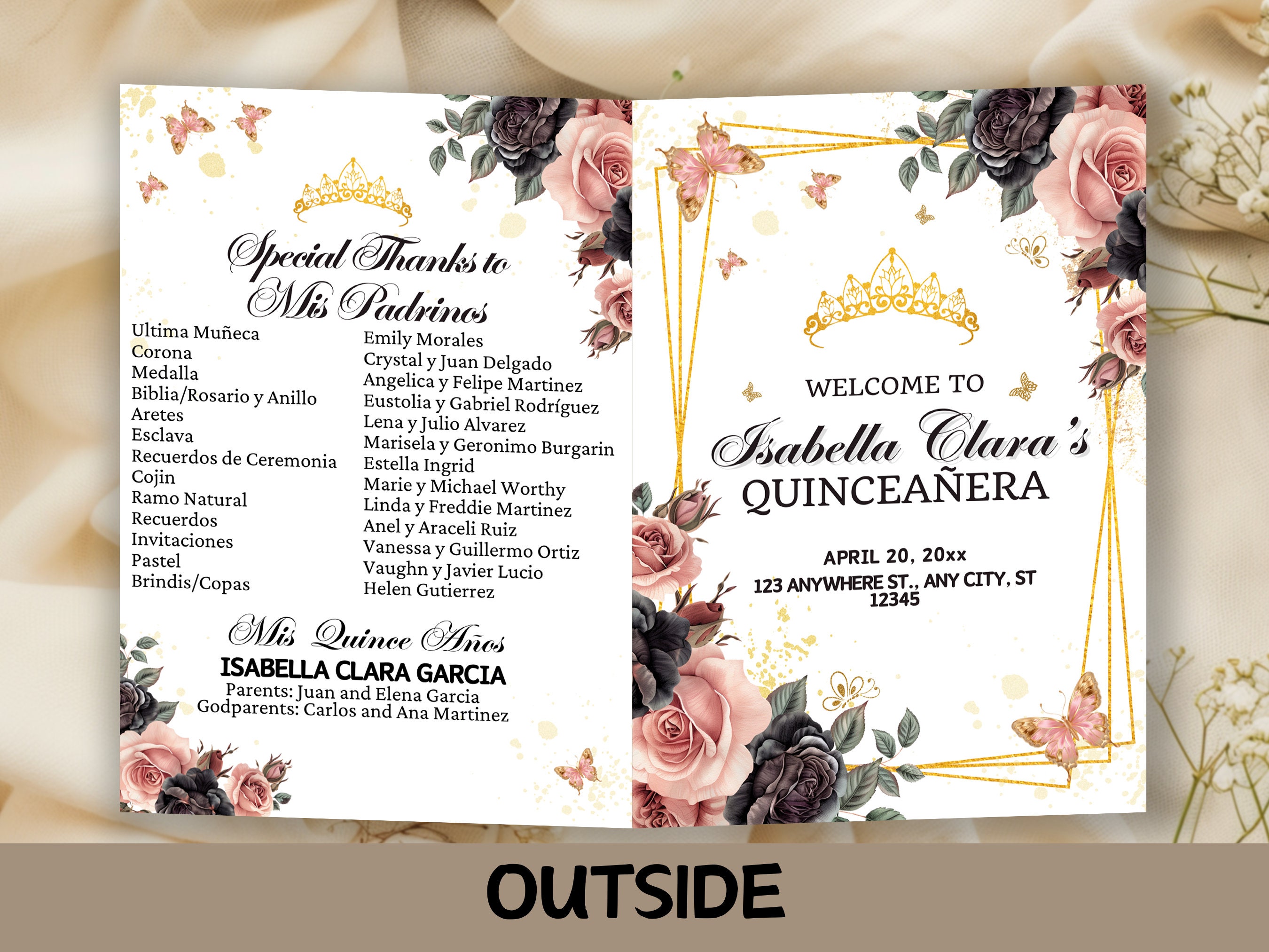 Black Quinceanera Program Template Quinceañera Order of Events Quince ...