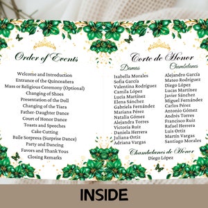 Green Floral Quinceanera Program Template: Order of Events (digital ...