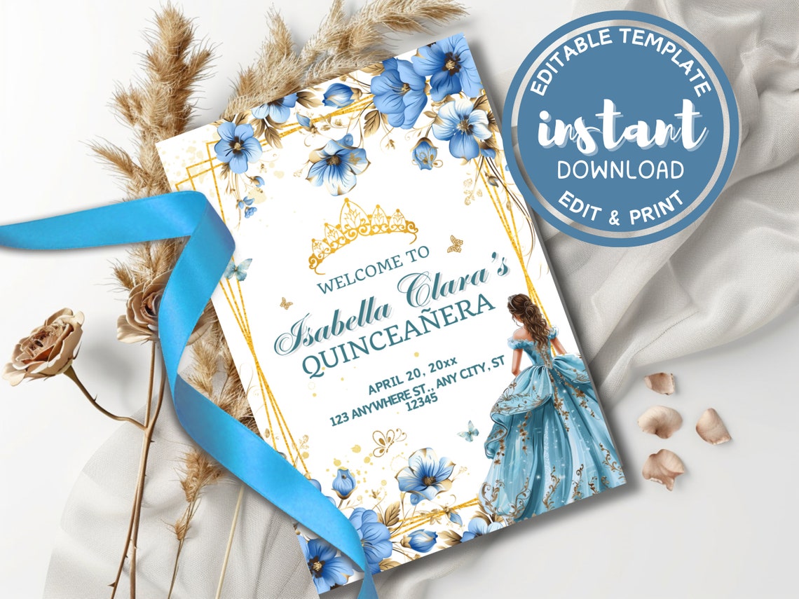 Blue Quinceanera Program Template Quinceañera Order of Events Quince ...