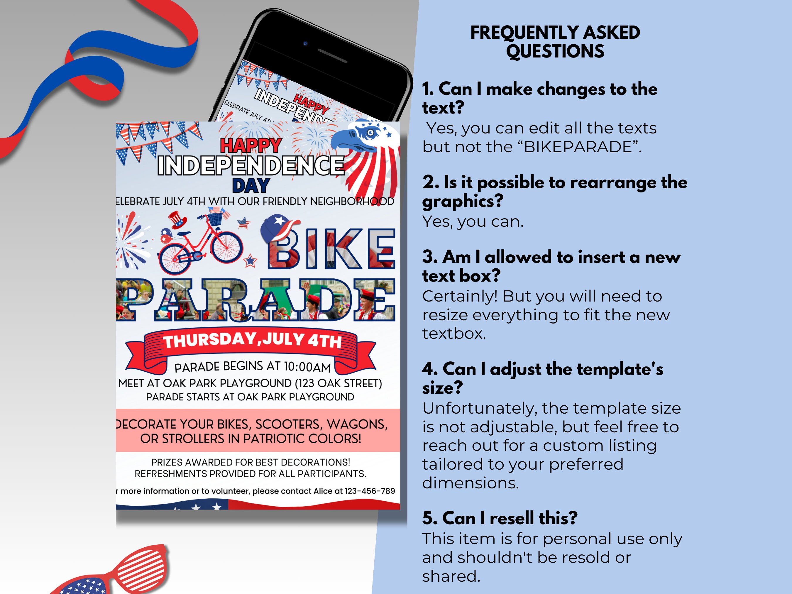 4th of July Bike Parade Flyer Invitation, Bicycle Scooter Wagon Parade ...