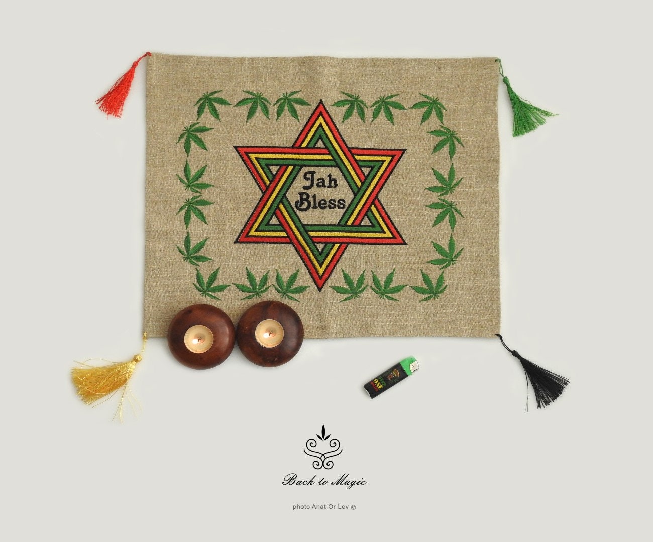 Embroidered Challah Cover in Rastafarian Style. Judaica. Shabbat ...