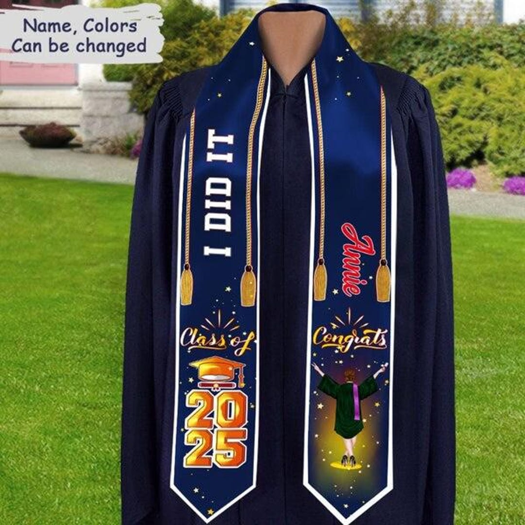 Congrats Class of 2025 Custom Quote Graduation Stoles, Graduation Gift ...