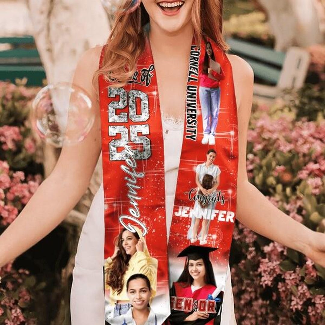 Custom Photo Congrats Glitter Graduation Stoles Personalized Photo/name ...