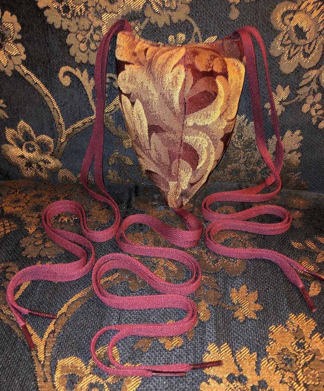 Renaissance Padded Penile Pillow Burgandy With Tan Leaves Codpiece With Ties - Etsy