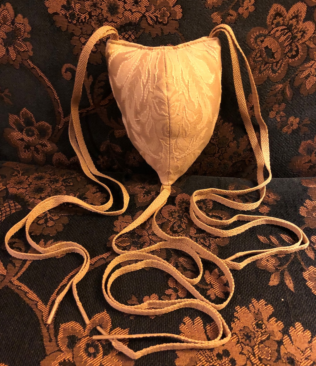 Renaissance Padded Penile Pillow Beige Leafy Mirrored Pattern Codpiece With Ties - Etsy