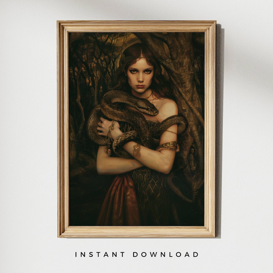 Lilith With Snake Print: Dark Academia Gothic Art (digital Download) - Etsy