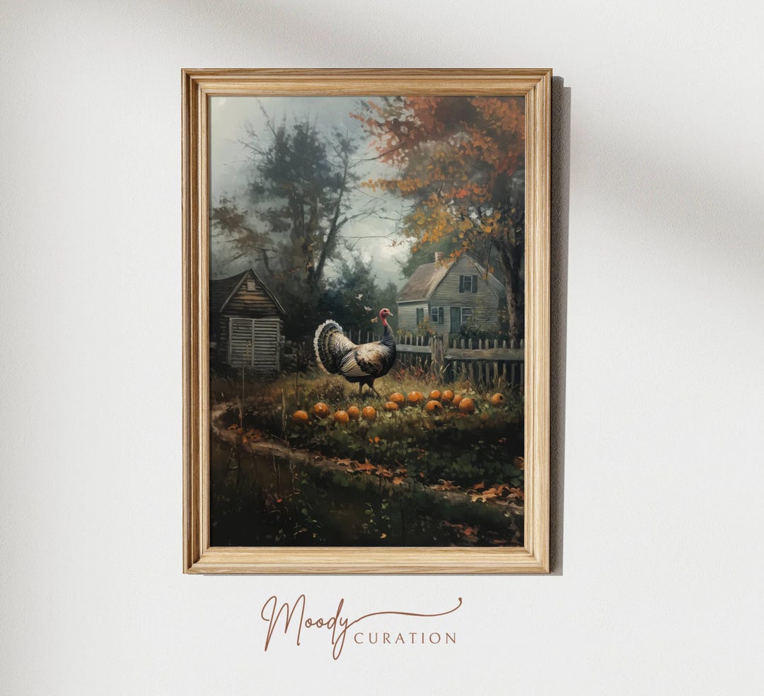 Vintage Turkey Fall Art Print, Rustic Cottagecore Farmhouse (digital ...