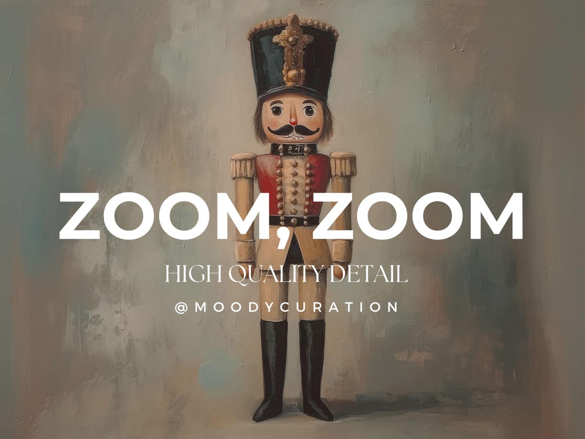 Neutral Nutcracker Art Print - Gold Christmas Wall Decor - Cottagecore ...