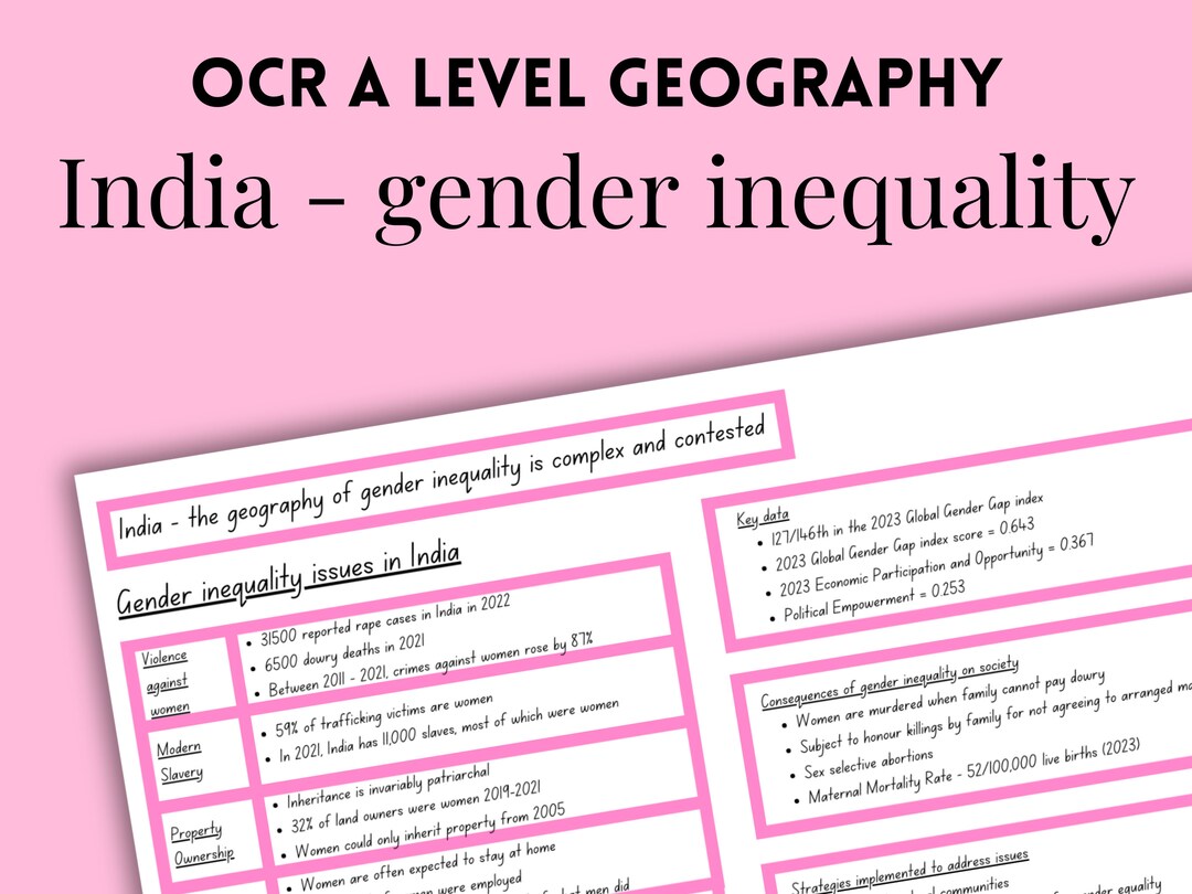 India Gender Inequality Issues: OCR a Level Geography Study Notes ...