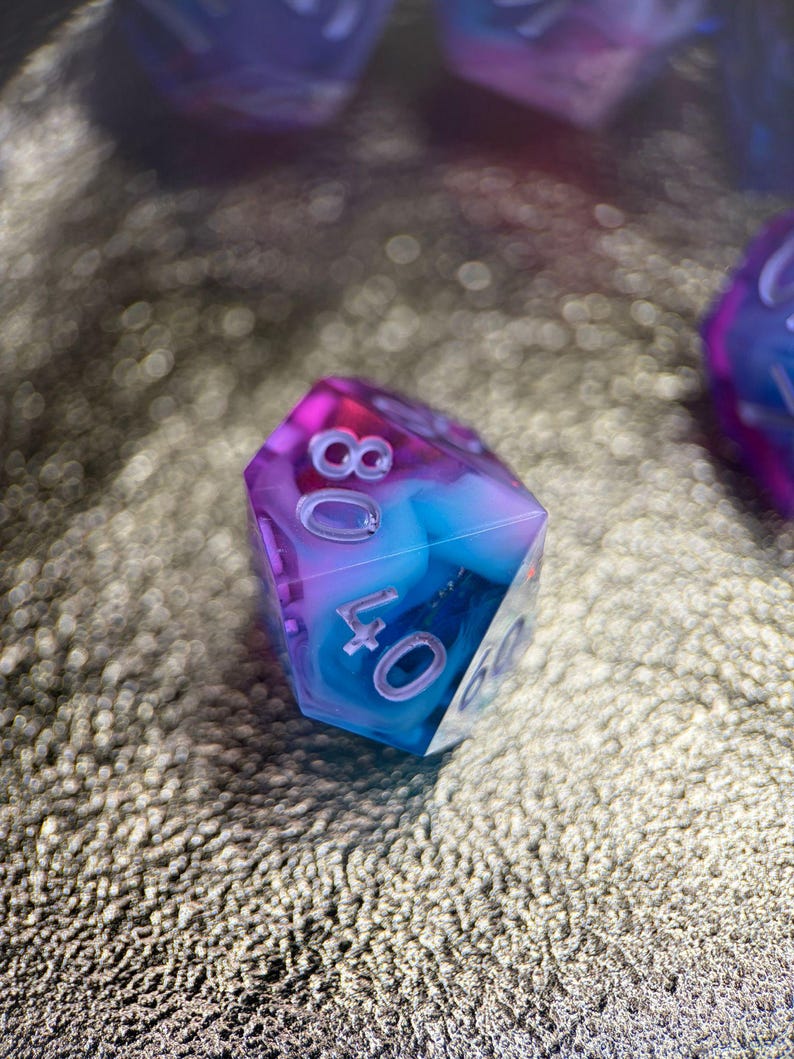 The Mutara Nebula Handmade Dice Set Blue Pink Resin Holographic Sci-fi ...