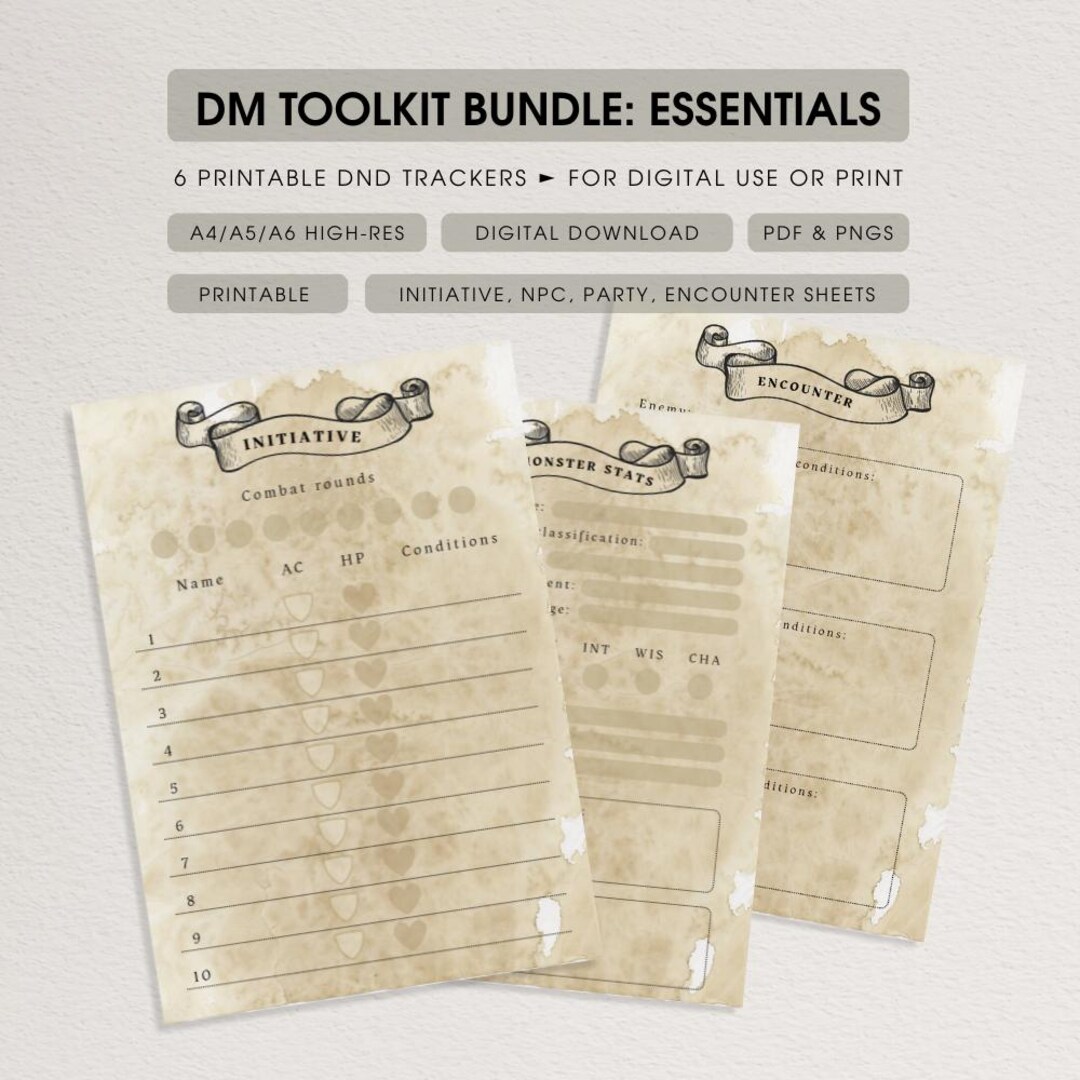 DM Toolkit Bundle | Printable Dnd Trackers | Initiative, NPC, Party ...