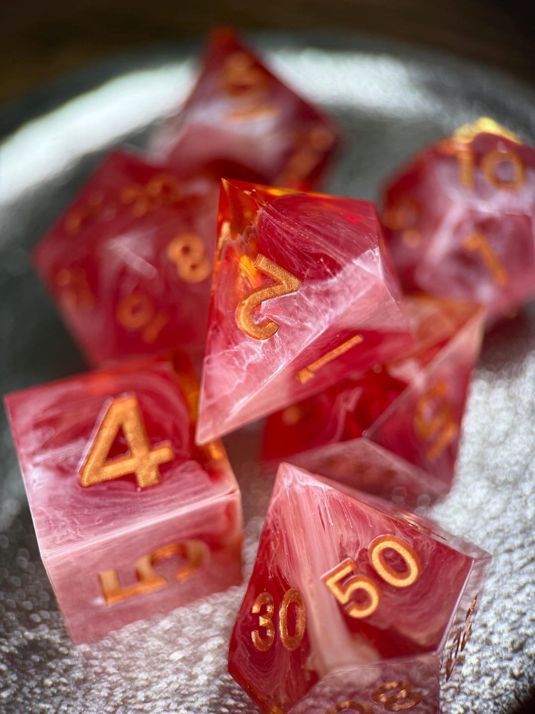 Hellion's Heart Dice Set: Handmade Sharp Edge Resin Dnd Dice - Etsy