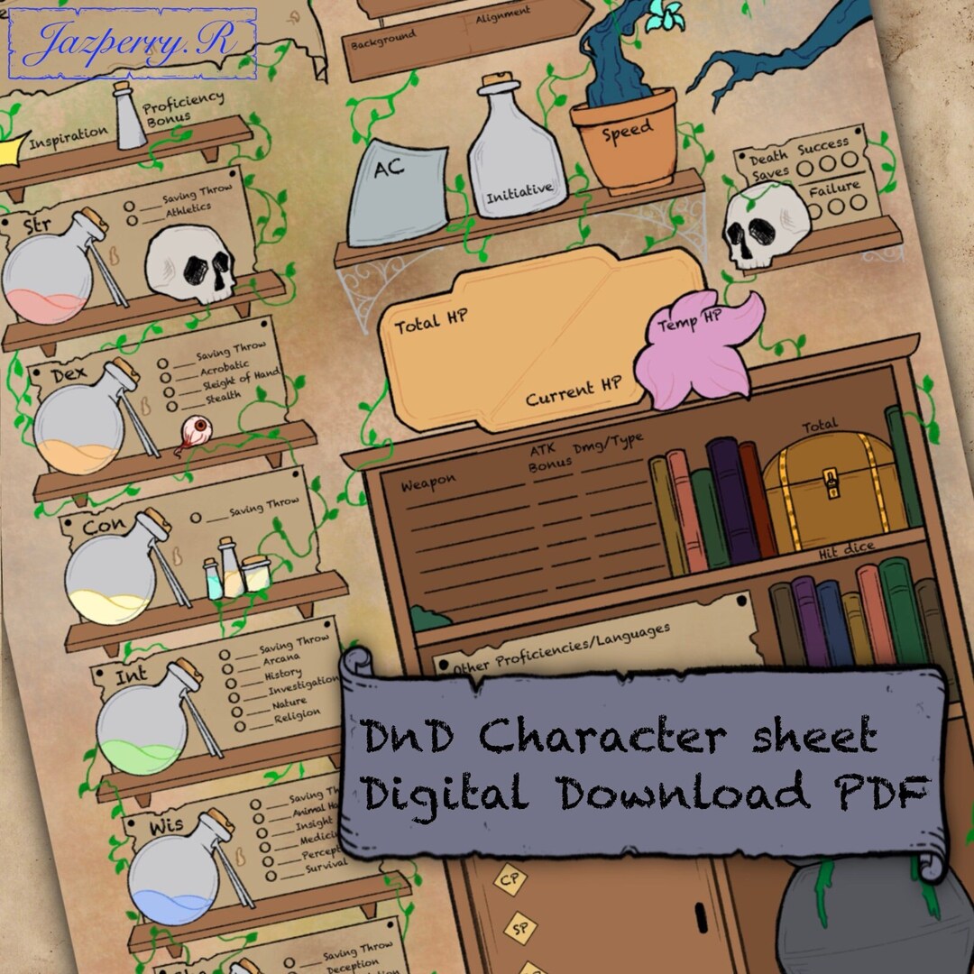 Dnd Potion Shop Character Sheet | Printable PDF - Etsy