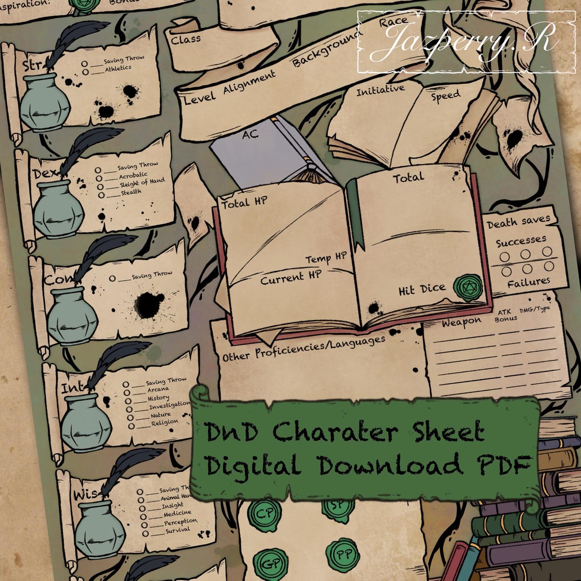 Dnd Ink Splash Character Sheet Printable PDF - Etsy UK