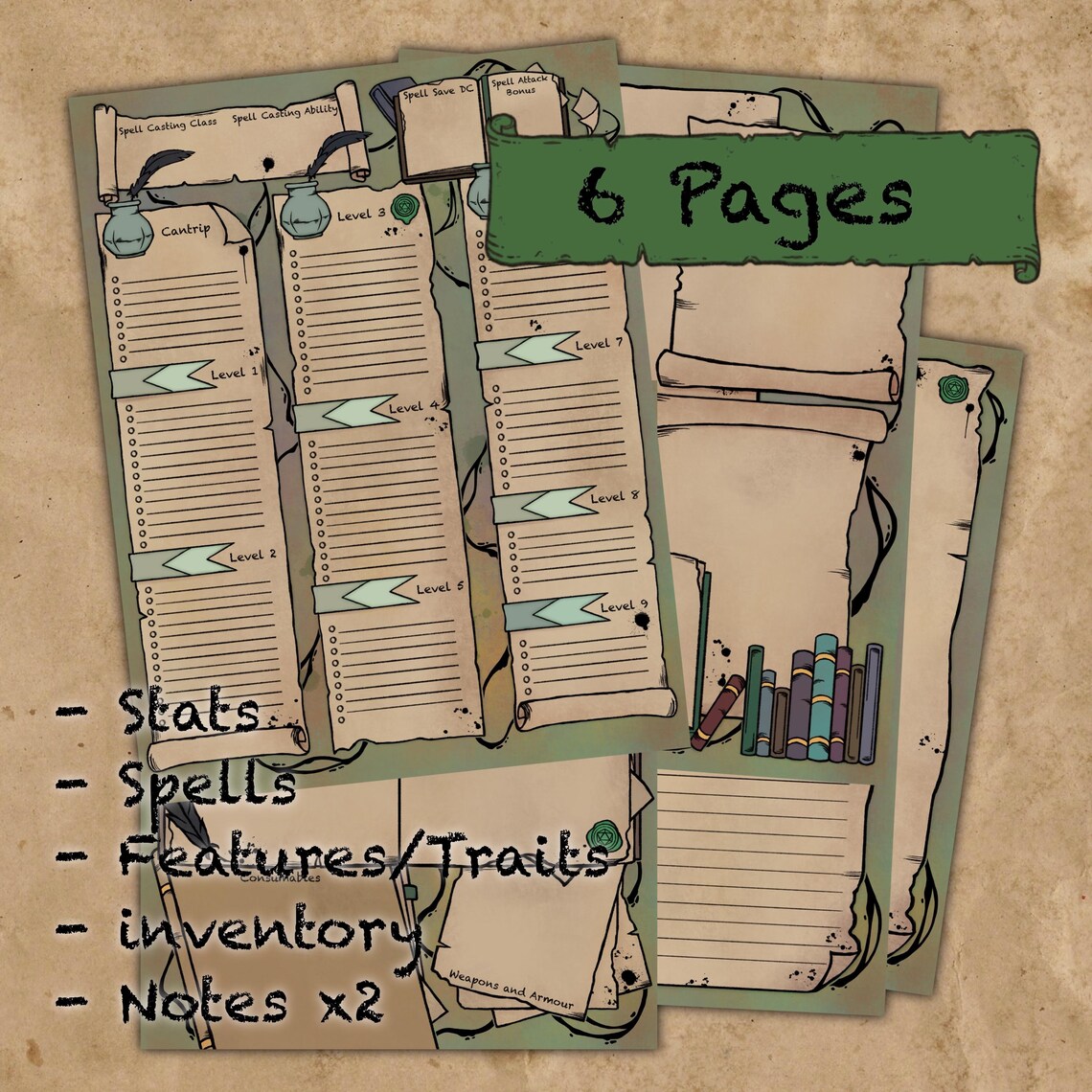 Dnd Ink Splash Character Sheet | Printable PDF - Etsy