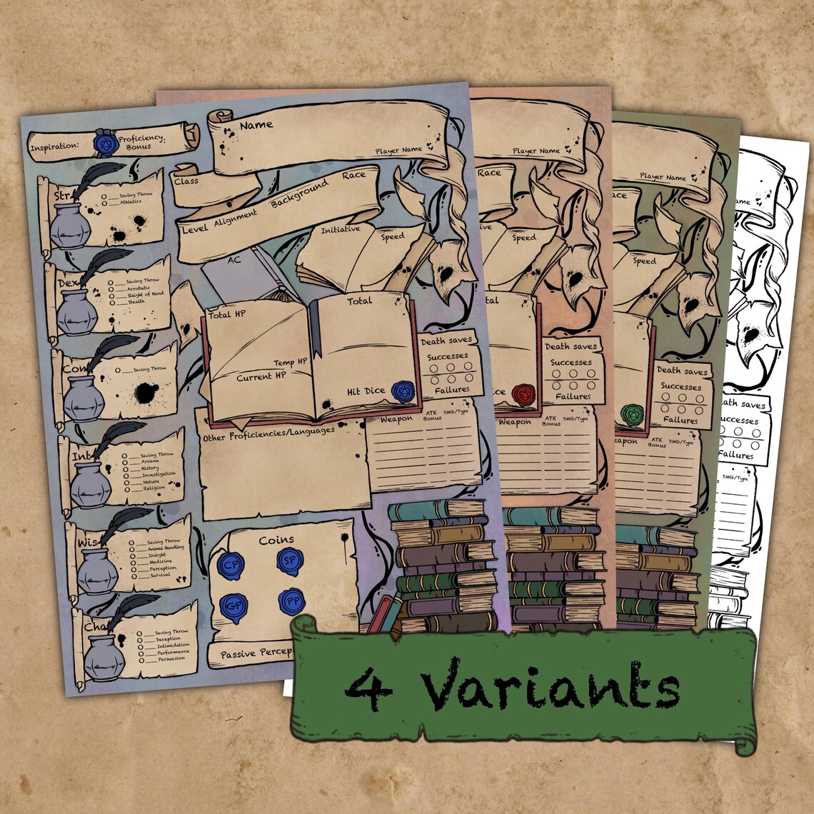 Dnd Ink Splash Character Sheet Printable PDF - Etsy UK