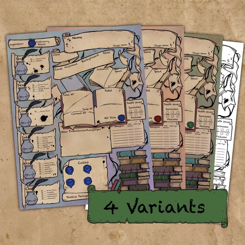 Dnd Ink Splash Character Sheet Printable PDF - Etsy UK