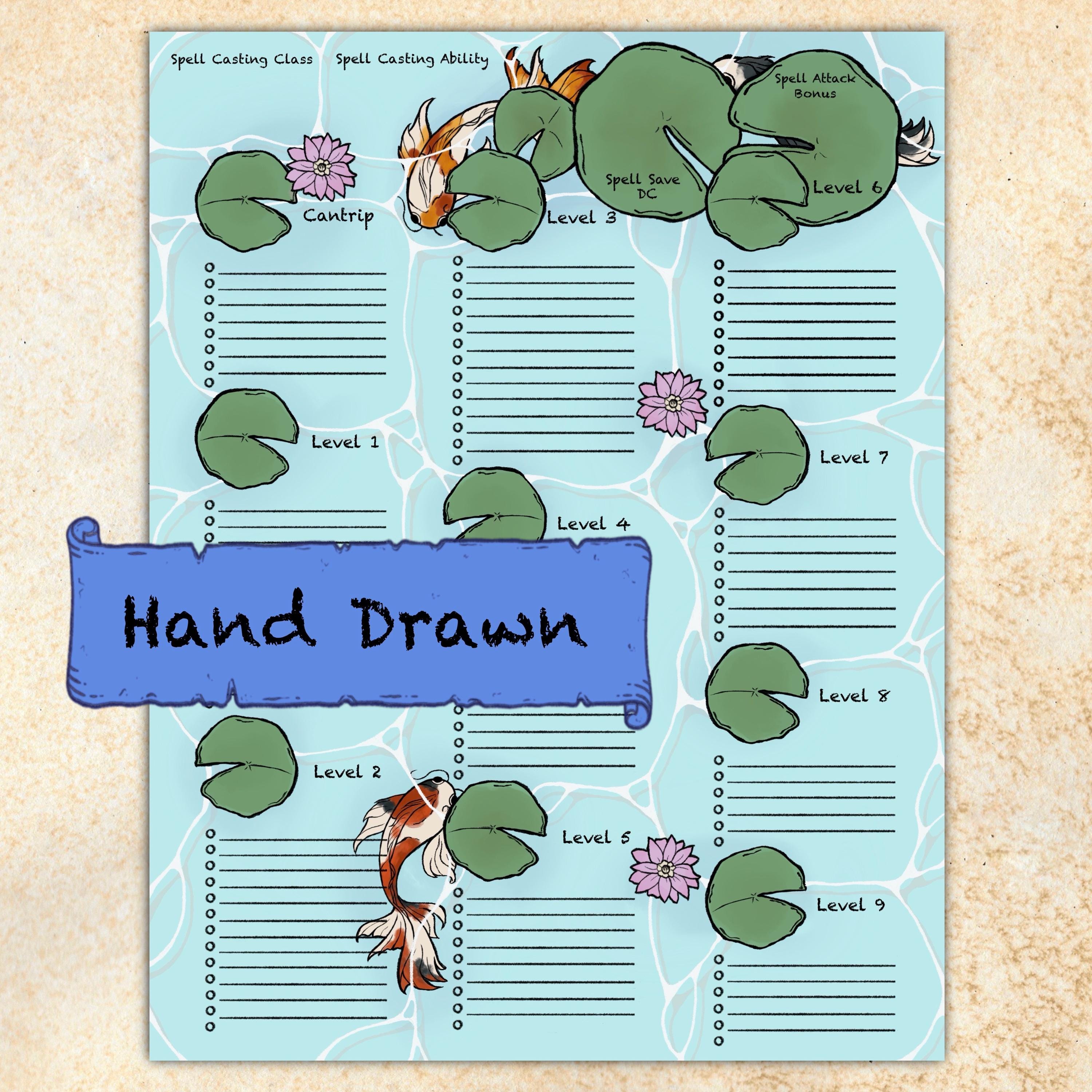 Dnd Koi Pond Character Sheet | Printable PDF - Etsy