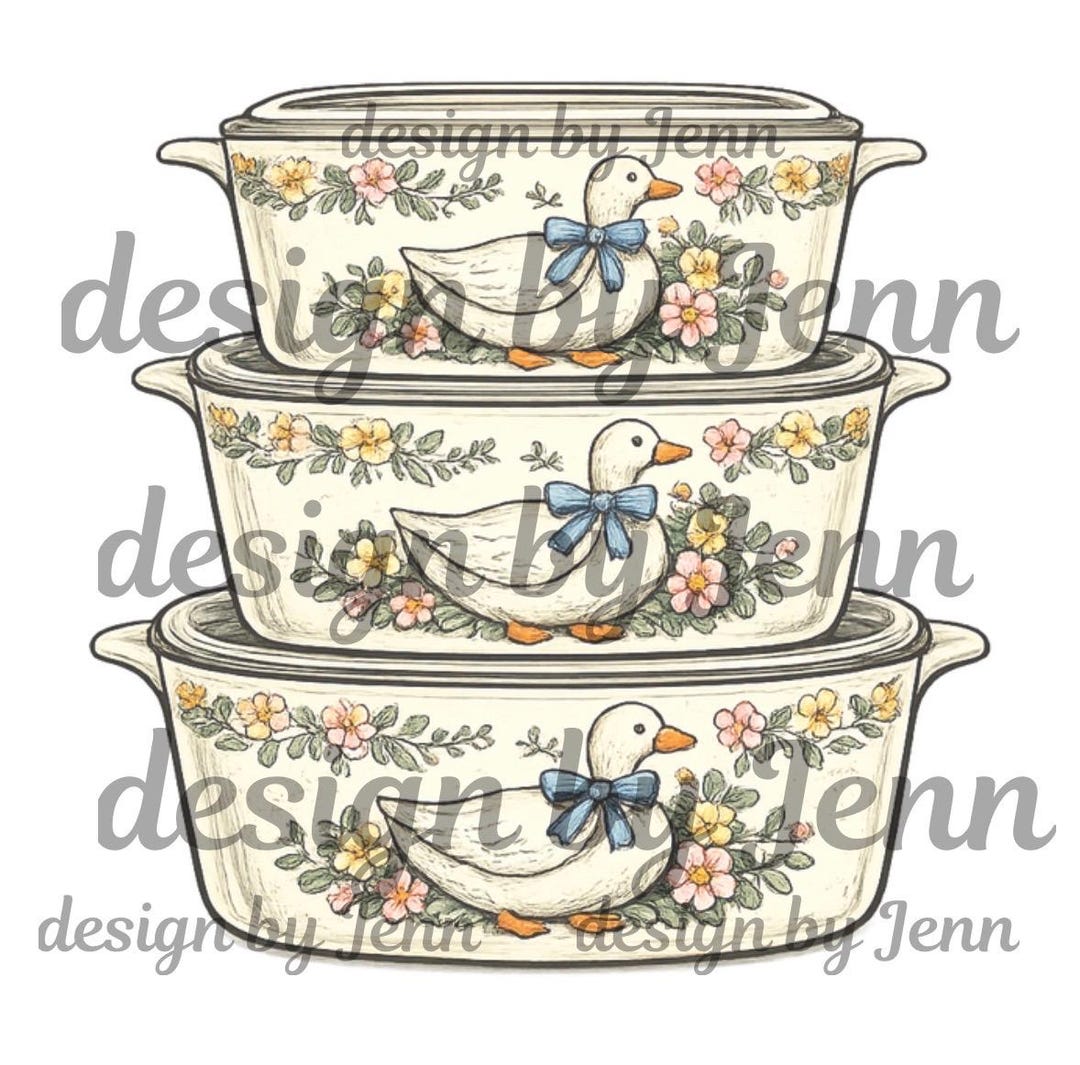 Vintage Goose Dish PNG | Floral Casserole Dish Illustration | Retro ...