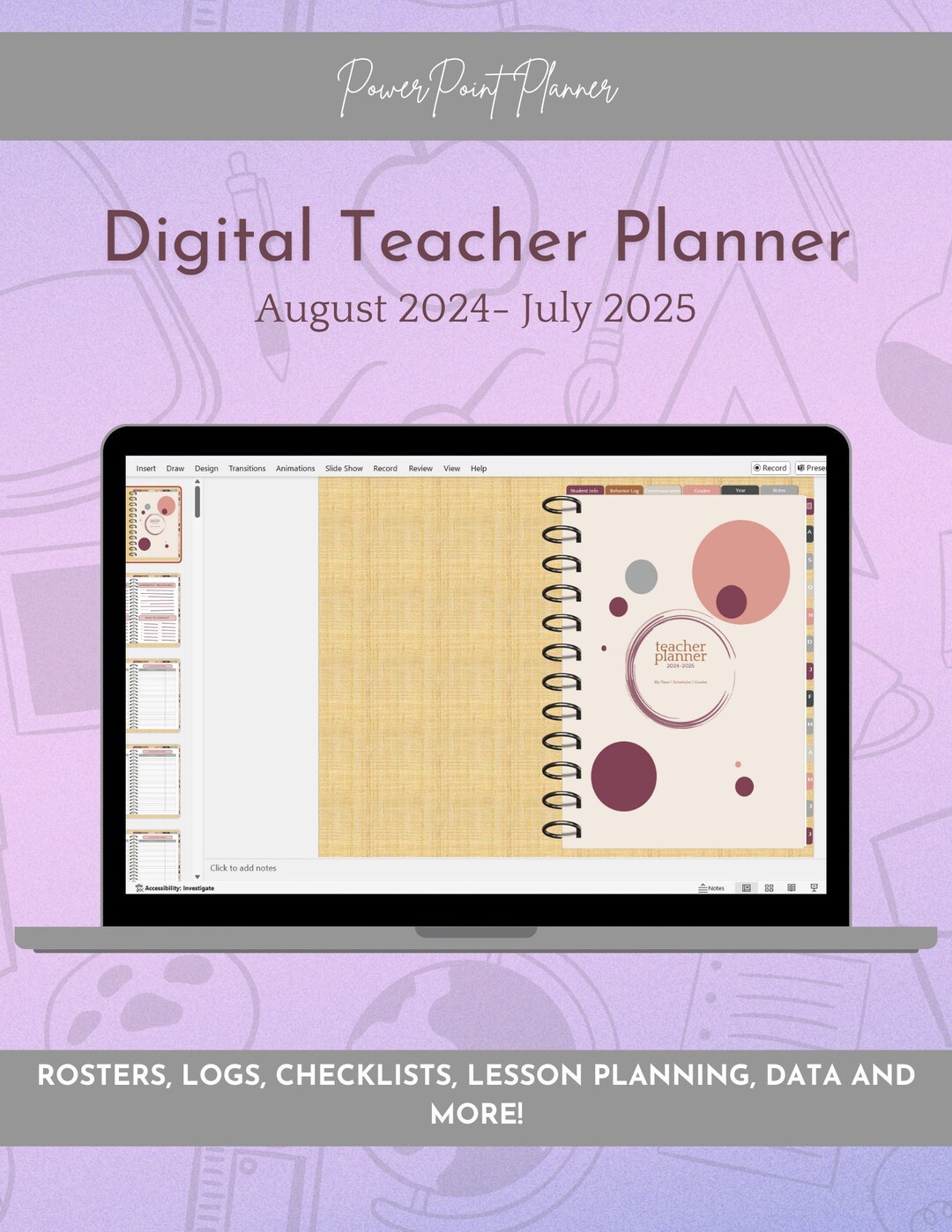 2024-2025 Digital Teacher Planner for Powerpoint - Etsy
