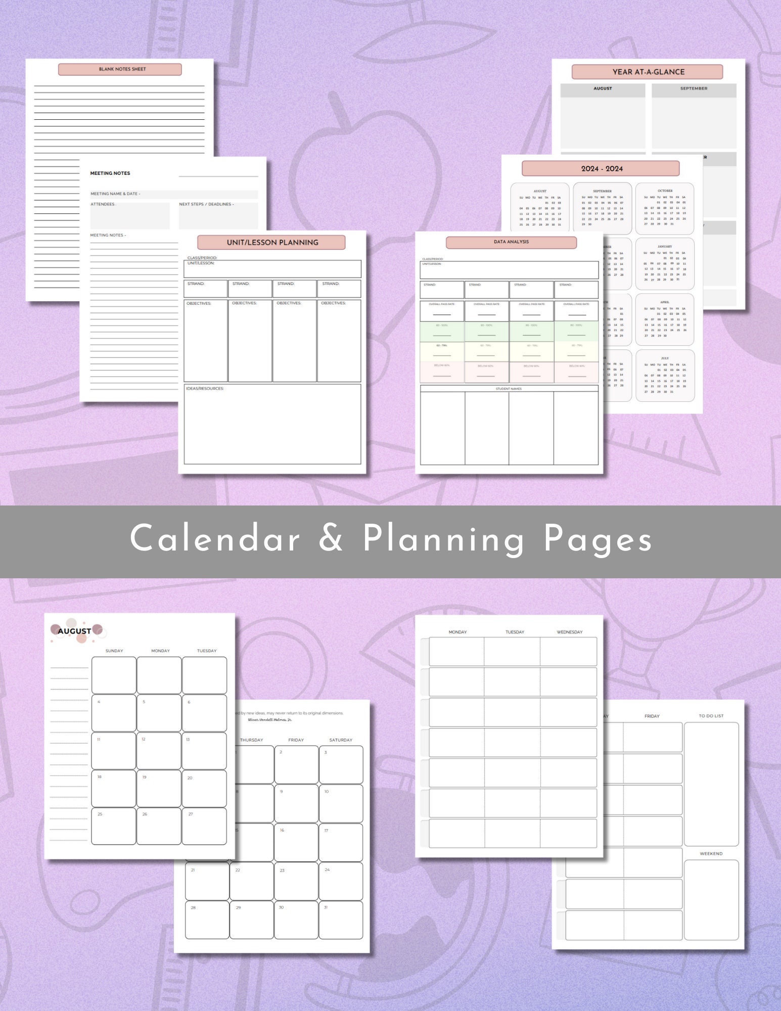 Printable Teacher Planner Academic Year 2024-2025 - Etsy