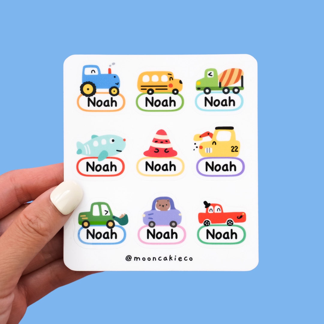 Custom Kids School Label for Car Lovers Cute Waterproof Sticker Set ...