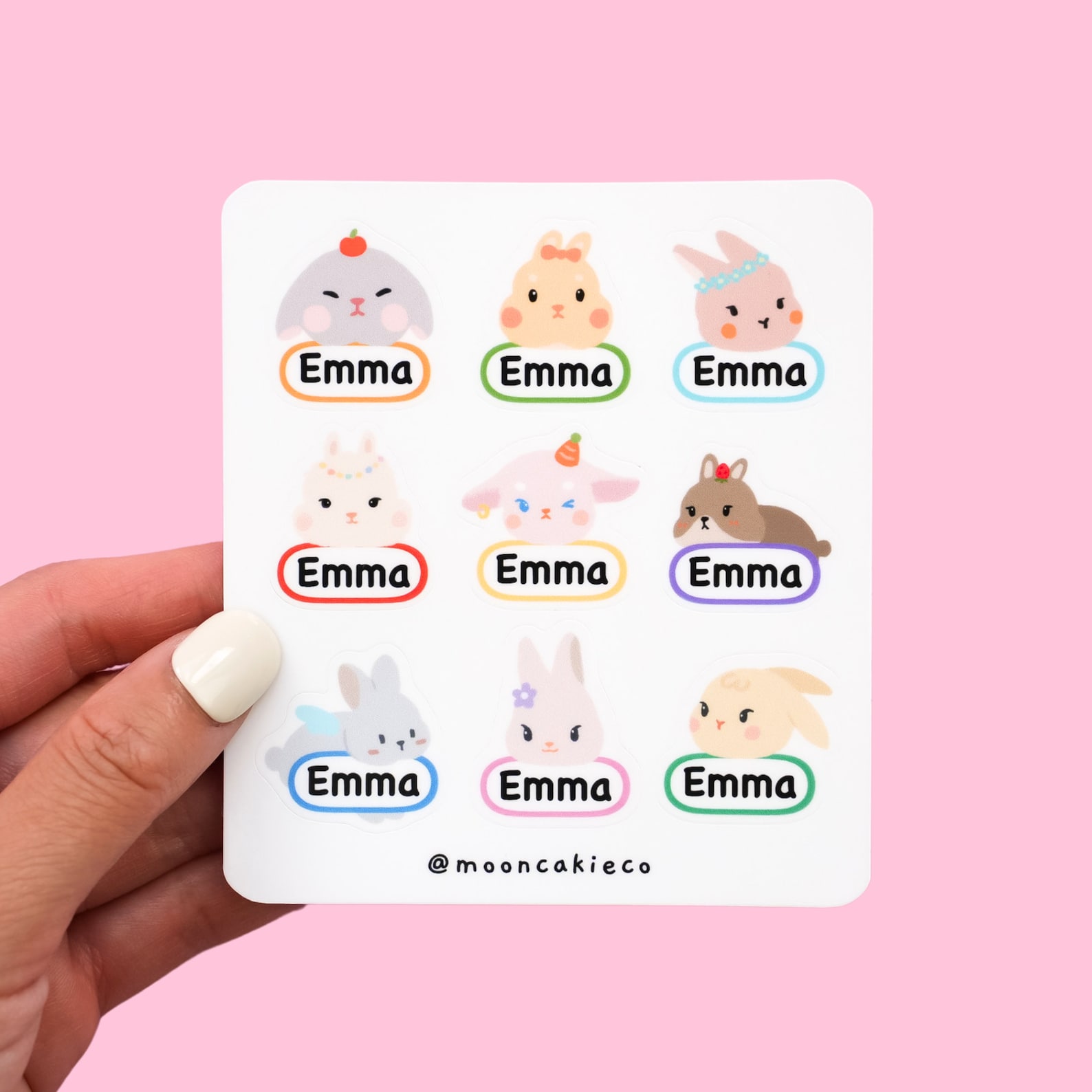 Bunny Themed Custom Kids Name Label | Cute Rabbit Sticker Set | Kids ...