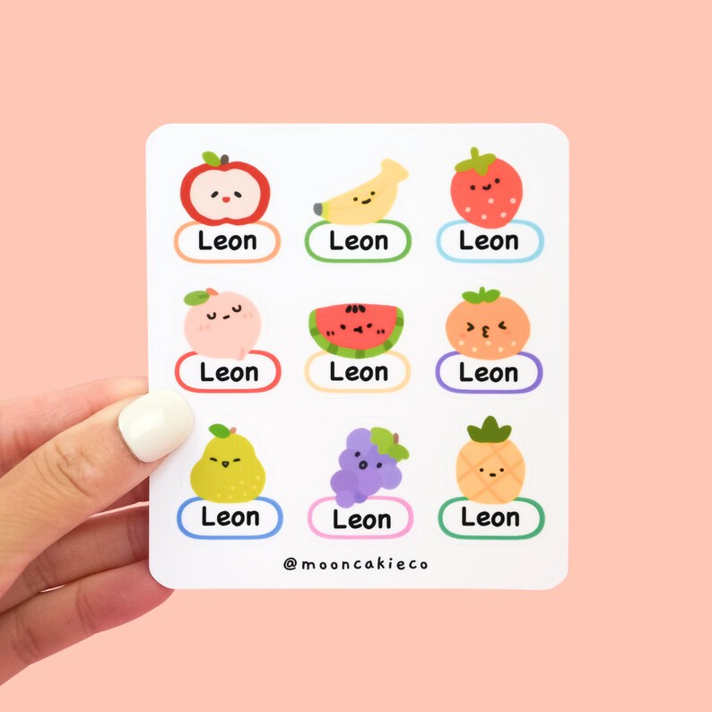 Custom Kids Name Label for Fruit Lovers | Cute Fruit Themed Sticker Set ...