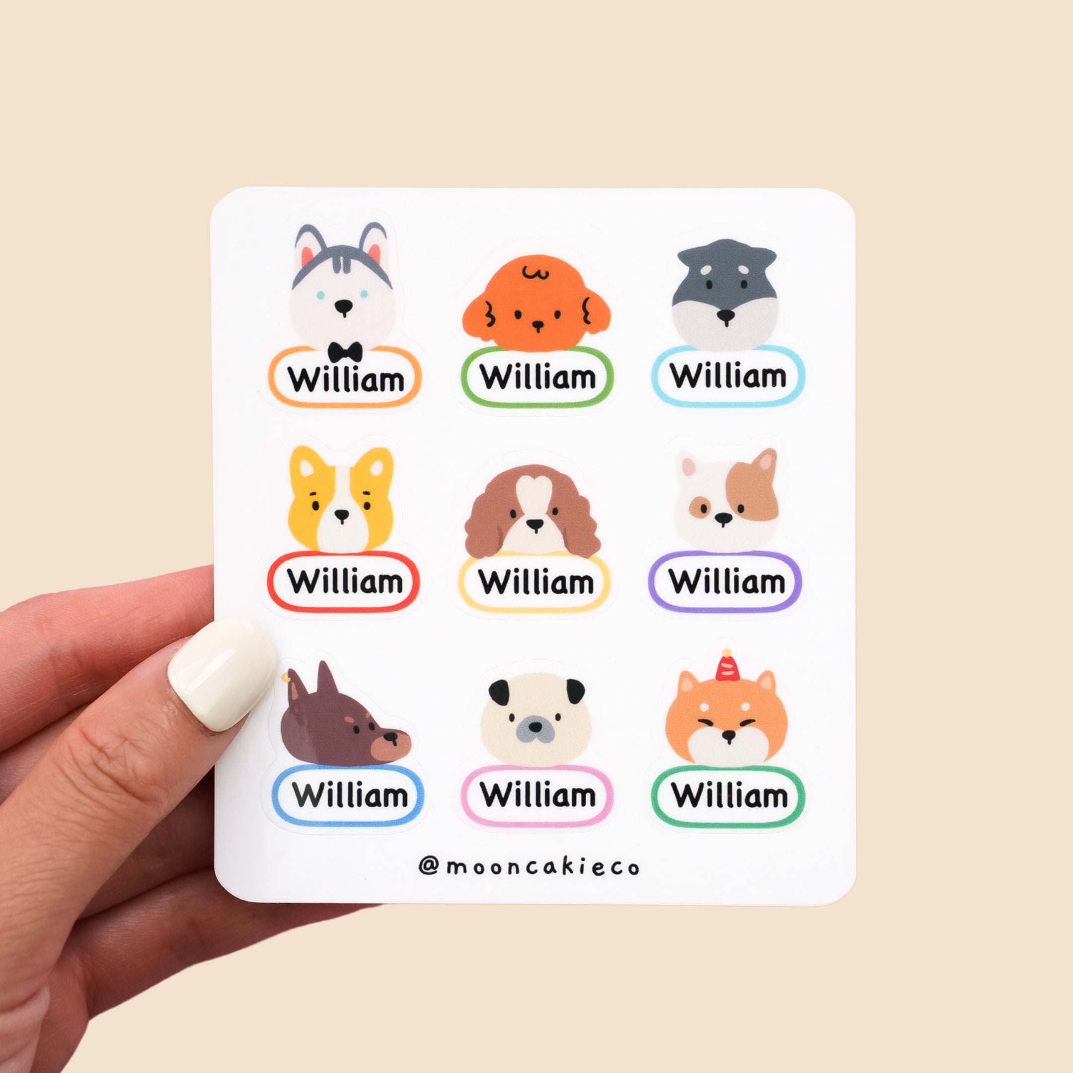 Dog Themed Custom Name Label | Cute Waterproof Stickers | Name Labels ...