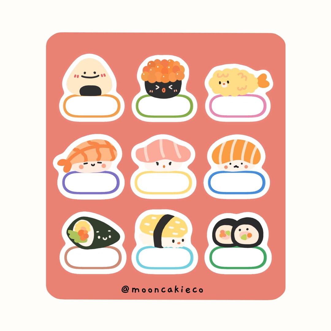 Write-on Sushi Name Label | Sushi Sticker Set for School | Kids Labels ...