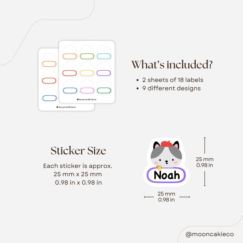 Personalized Name Label for Cat Lovers | Cute Cat Sticker Set | Kids ...