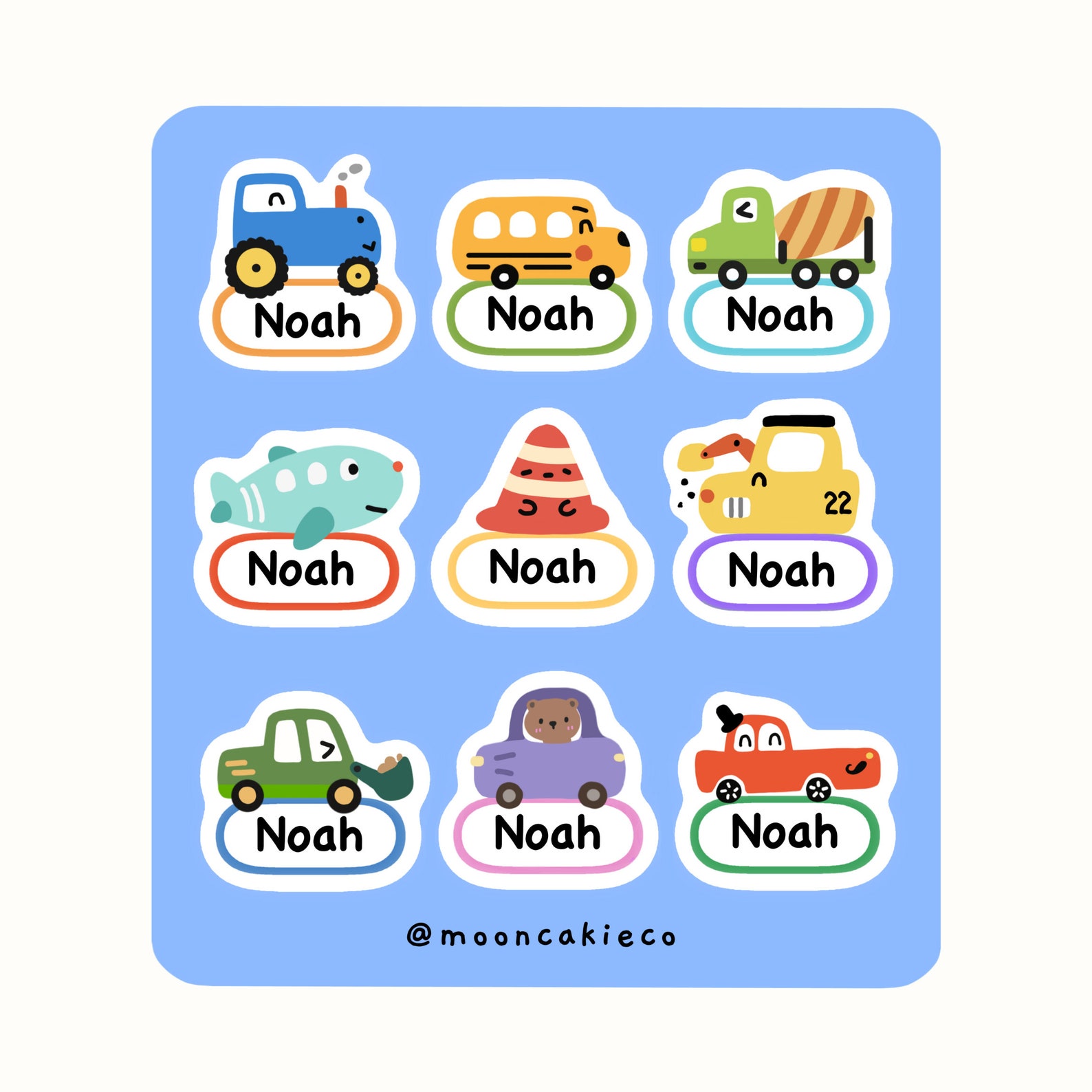 Custom Kids School Label for Car Lovers | Cute Sticker Set | Kids Name ...