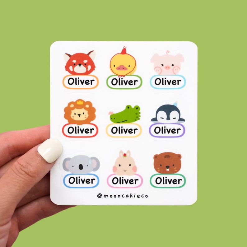 Custom Kids Name Label for Animal Lovers | Cute Animal Themed Sticker ...