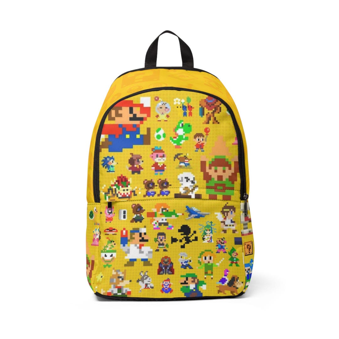Retro Pixel Art Mario Maker Backpack for Gamers, Unisex Fabric Backpack ...
