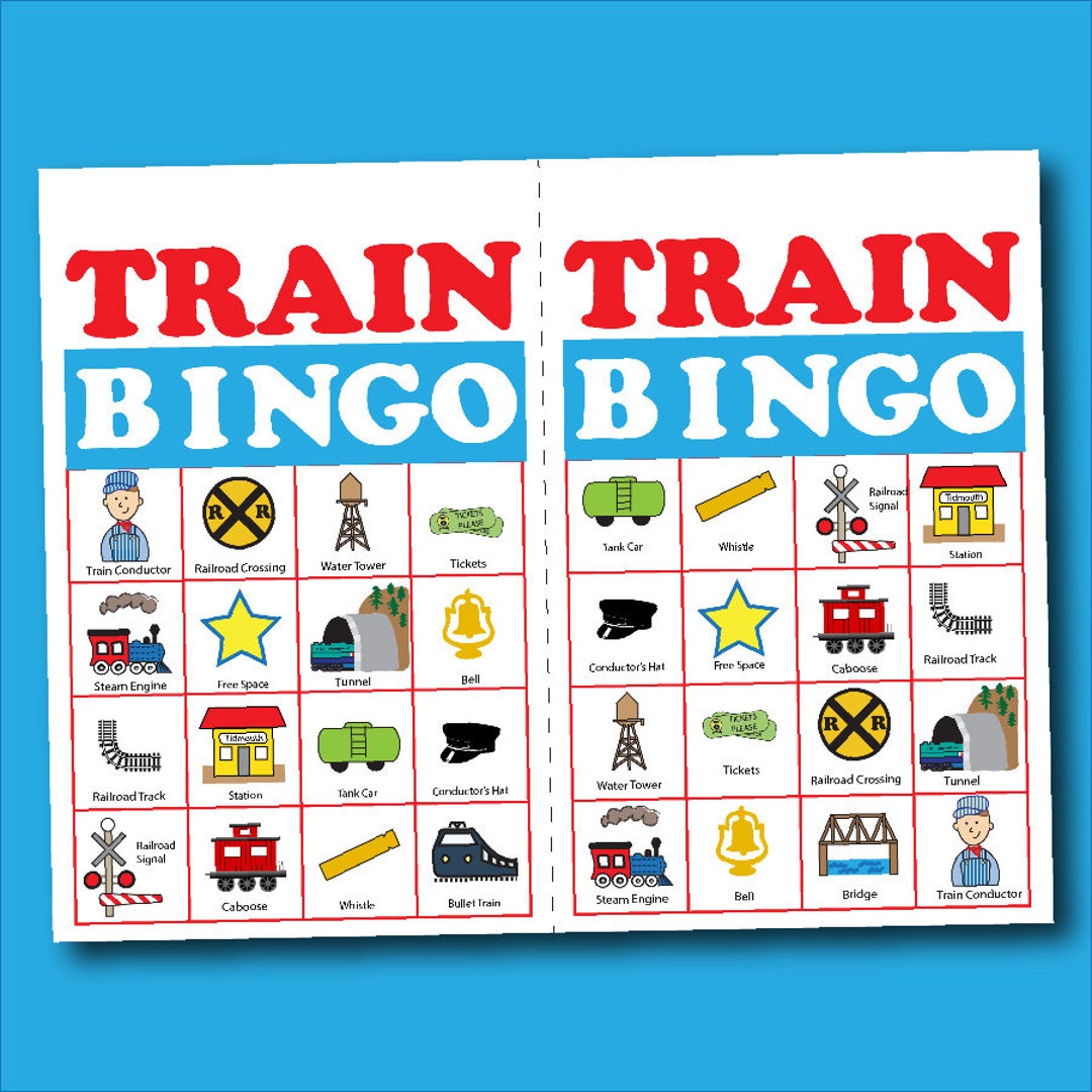 Train Bingo Board Game | Perfect for Birthday Party | Digital Printable ...