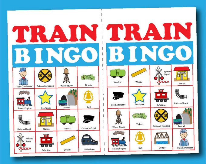 Train Bingo Board Game Perfect for Birthday Party Digital - Etsy