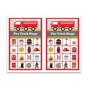 Fire Engine Truck Birthday Bingo Game | Digital Printable PDF ...