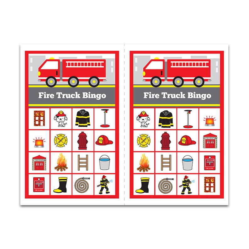 Fire Engine Truck Birthday Bingo Game | Digital Printable PDF ...