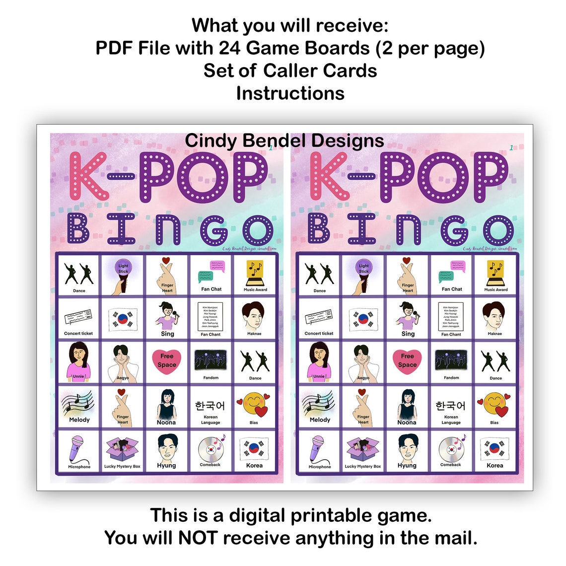 K-pop Bingo Printable Digital Game PDF KPOP Karaoke Korean Music Theme Party Game - Etsy UK