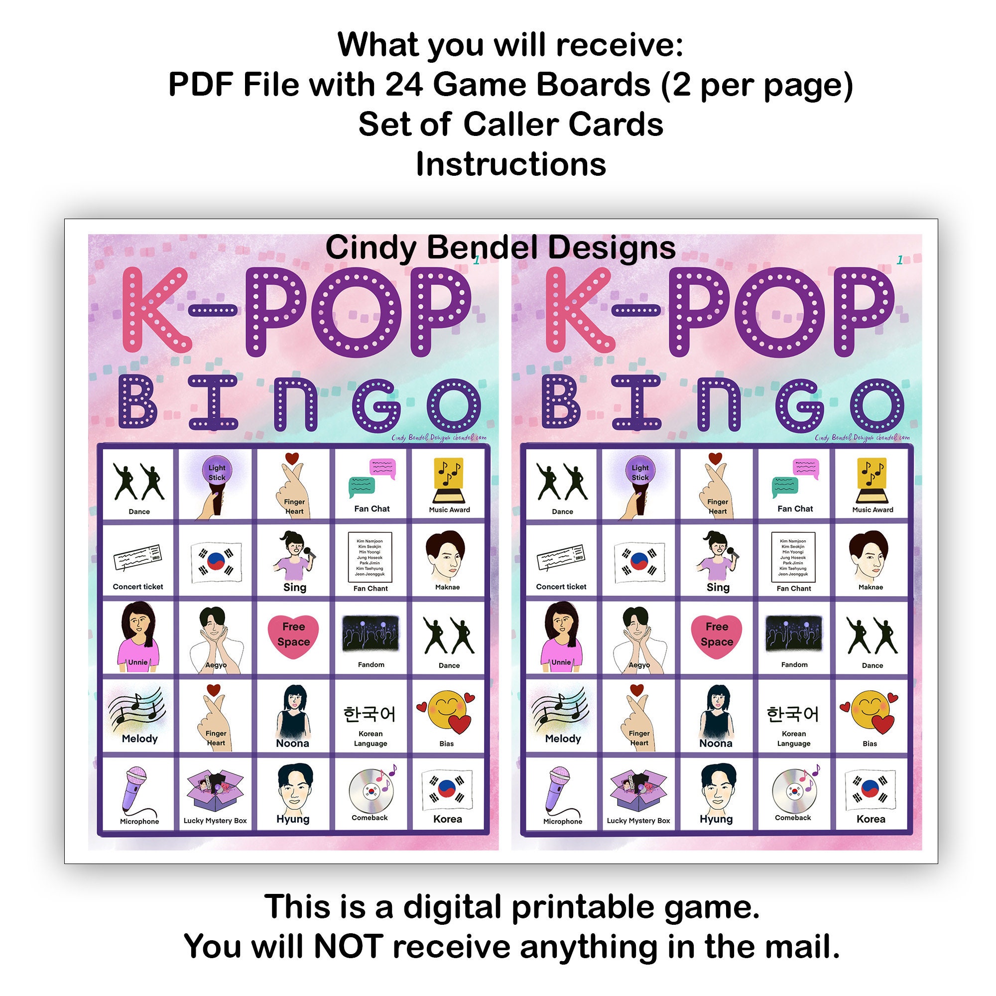 K-pop Bingo Printable Digital Game PDF KPOP Karaoke Korean Music Theme Party Game - Etsy UK