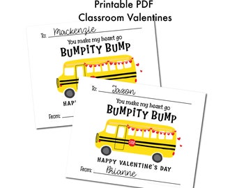 PRINTABLE Pdf Digital File School Bus Driver Appreciation Valentines ...