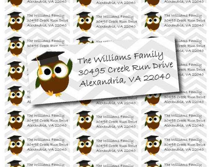 Cute Graduation Owl Printable Return Address Labels Pdf Jpeg - Etsy