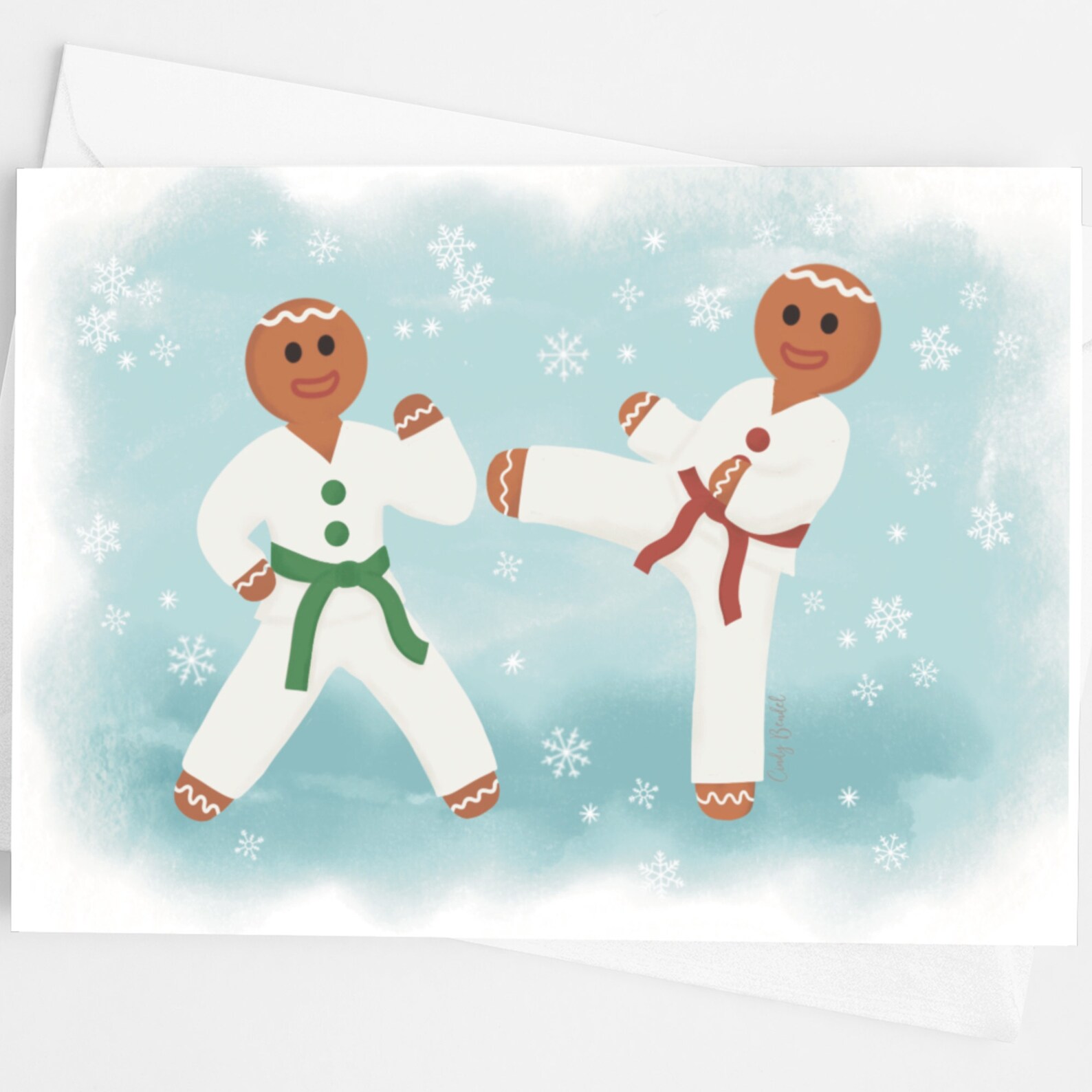Taekwondo Karate Judo Christmas Card - Martial Arts Folded Greeting ...