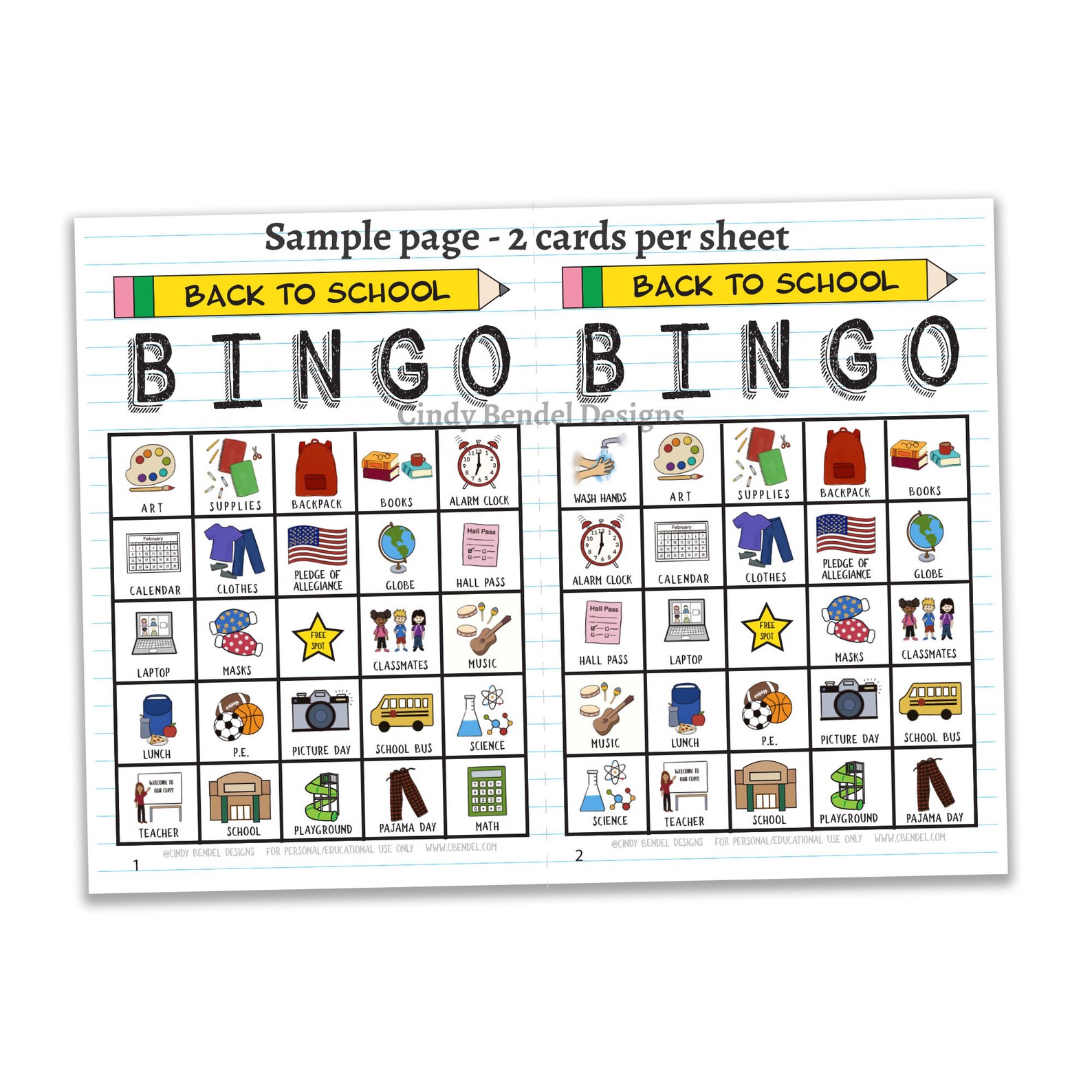 Back to School Bingo Board Game - Digital Printable PDF - Classroom ...