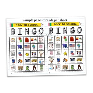 Back to School Bingo Board Game Digital Printable PDF Classroom ...