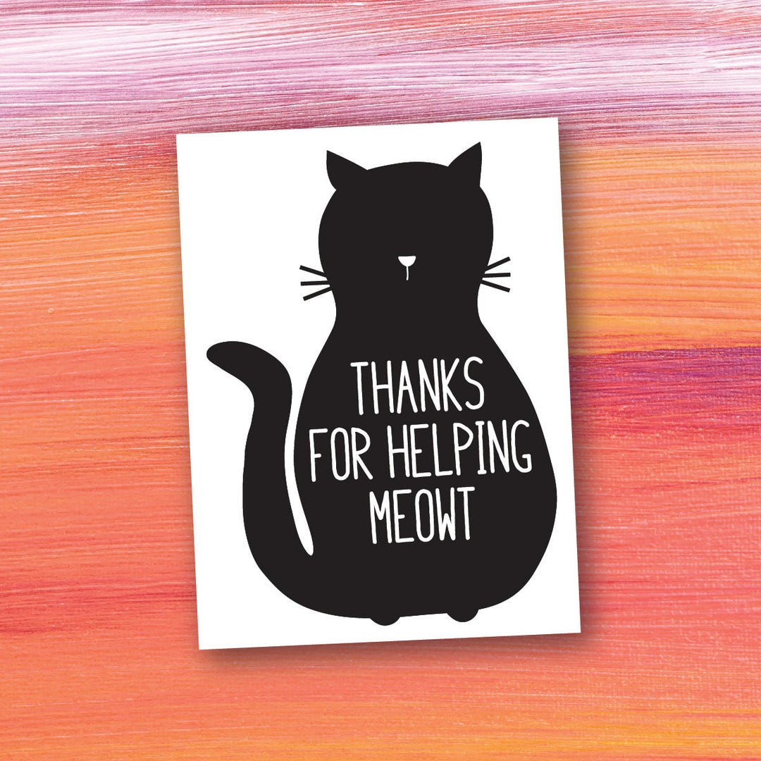 Cat Thank You Card - Digital Printable - Animal Rescue Volunteer ...