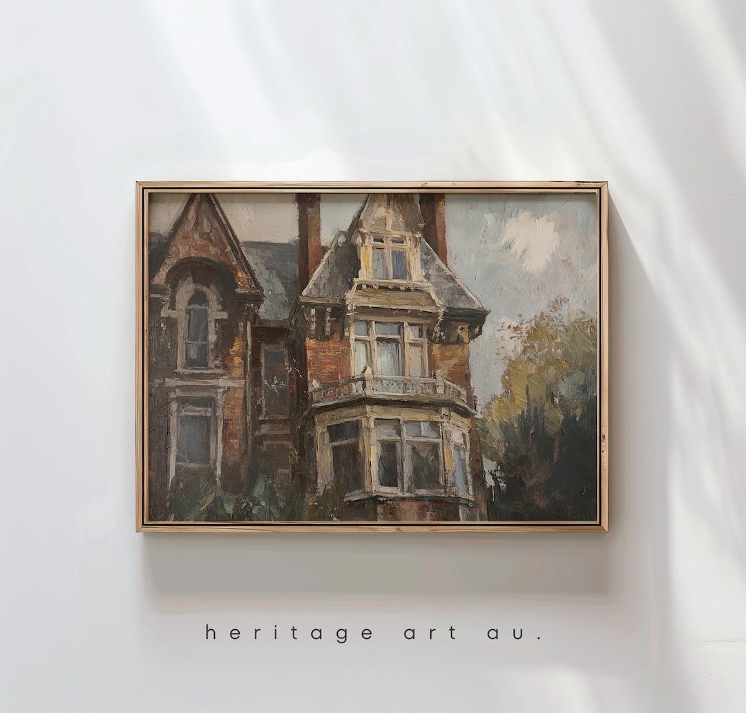 Victorian House Artwork Digital Download, Rustic Oil Painting Print ...