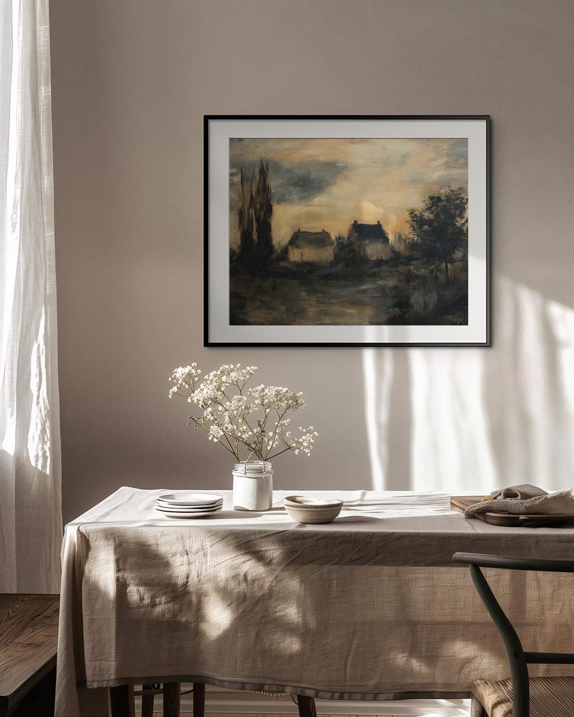Vintage Antique English Homestead Oil Painting Digital Download, Muted ...
