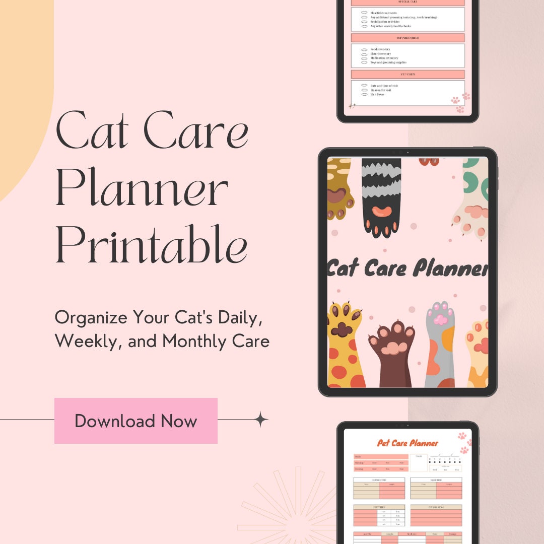 Cat Care Planner Printable | Organize Your Cat's Care Routine - Etsy