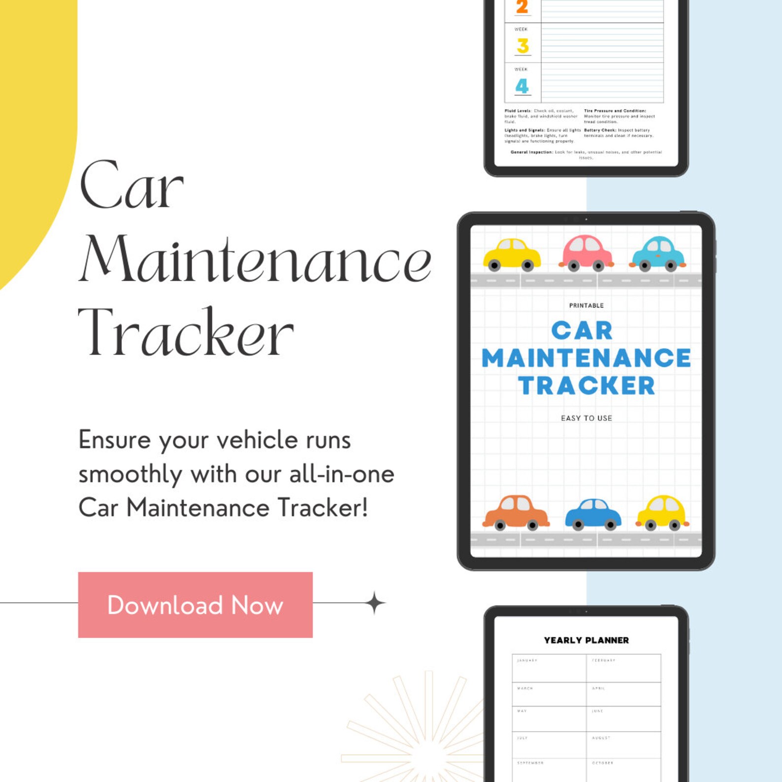 Car Maintenance Tracker Printable Keep Your Vehicle in Top Shape ...